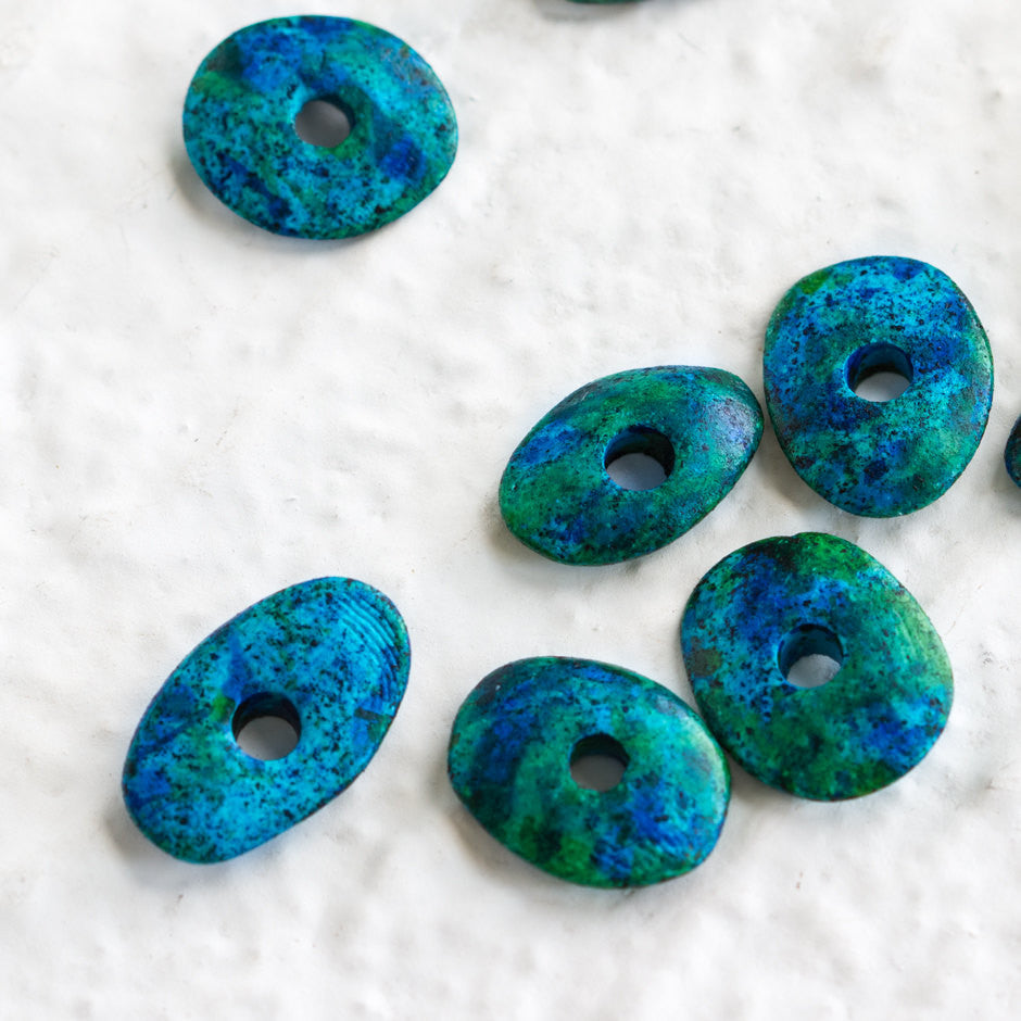 10 Mykonos Greek Beads Aegean Blue Ceramic Cornflake Chips Bead 13mm by ...