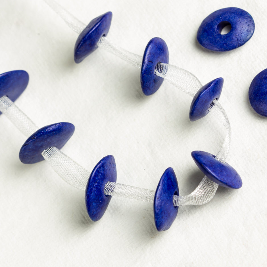 10 Mykonos Greek Beads Cobalt Blue, Royal Blue Ceramic Cornflake Chips ...